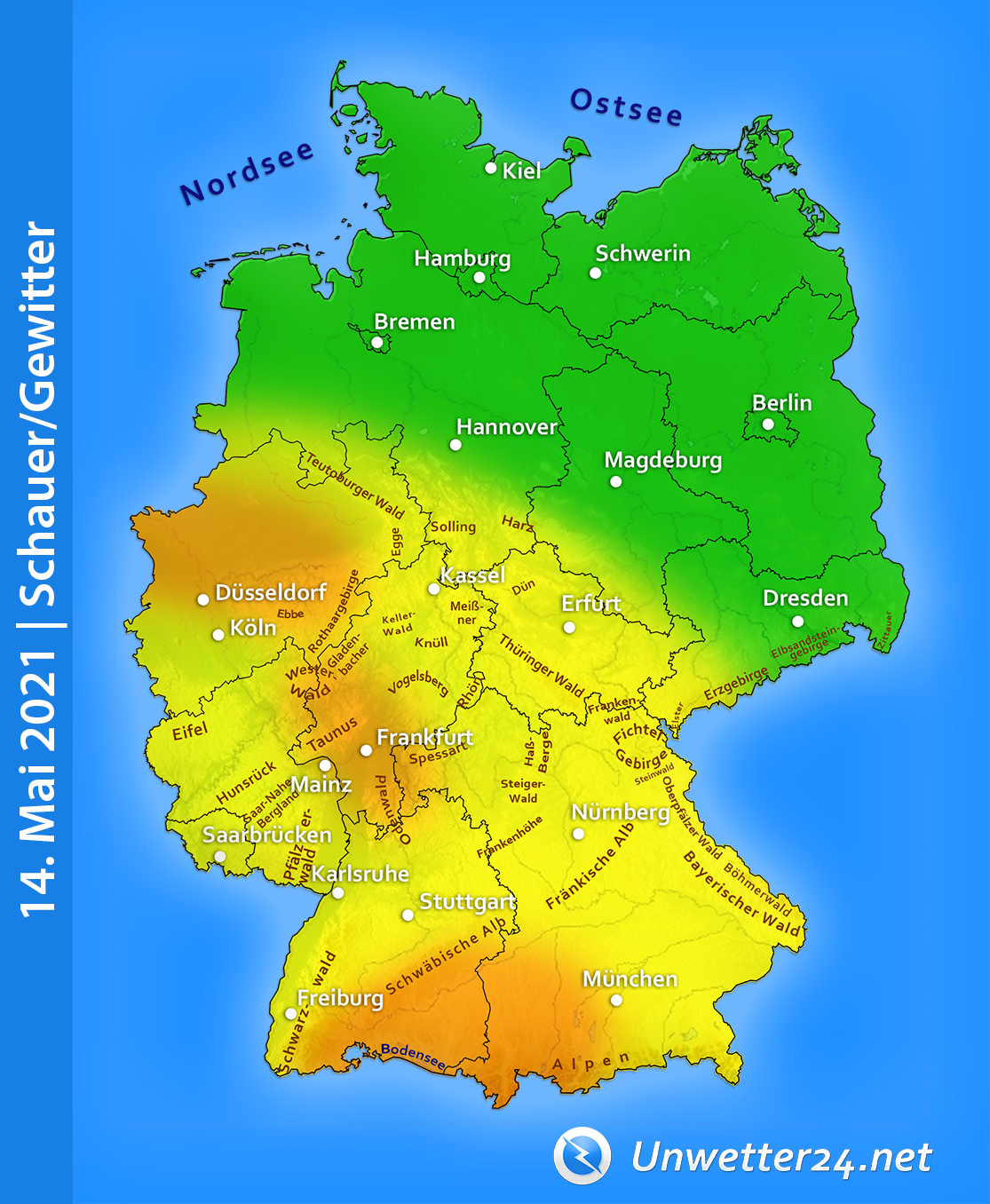 Freitag: Schauer und Gewitter in der Mitte und im Süden - Unwetter24.net Freitag: Schauer und Gewitter in der Mitte und im Süden - Unwetter24.net