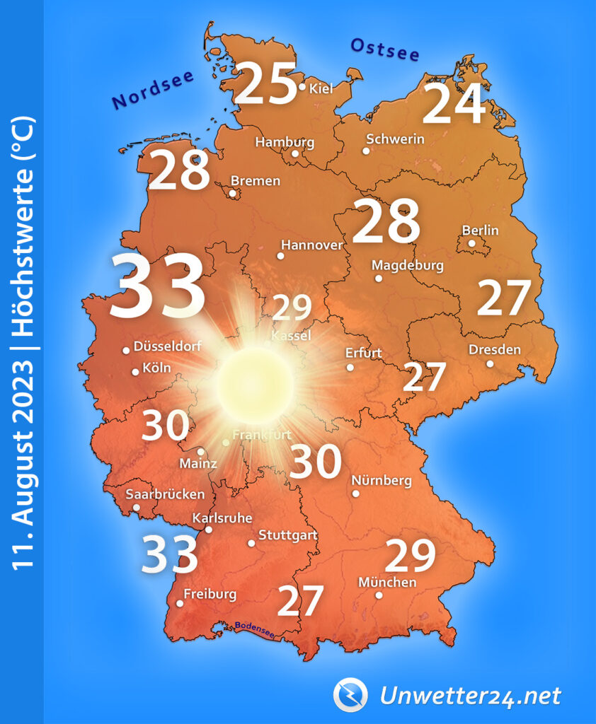 Bis Freitag wieder 30 Grad und mehr - Unwetter24.net