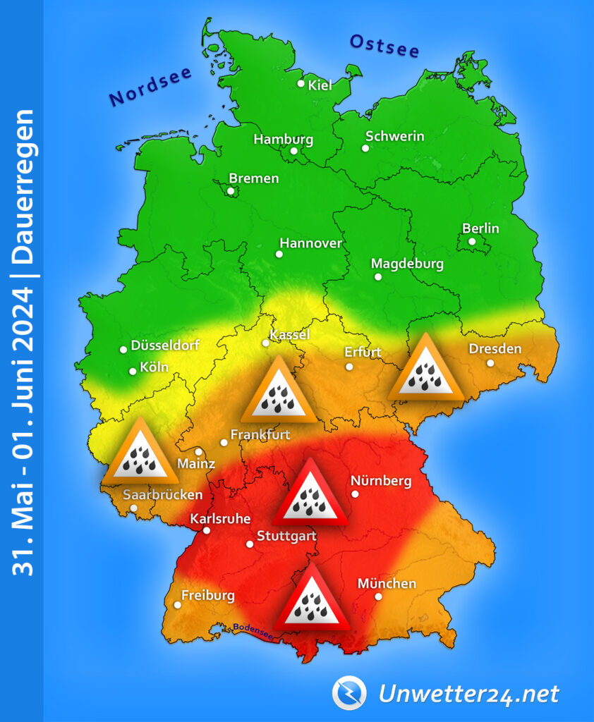 Hochwassergefahr: Dauerregen in vielen Regionen Deutschlands! - Unwetter24.net