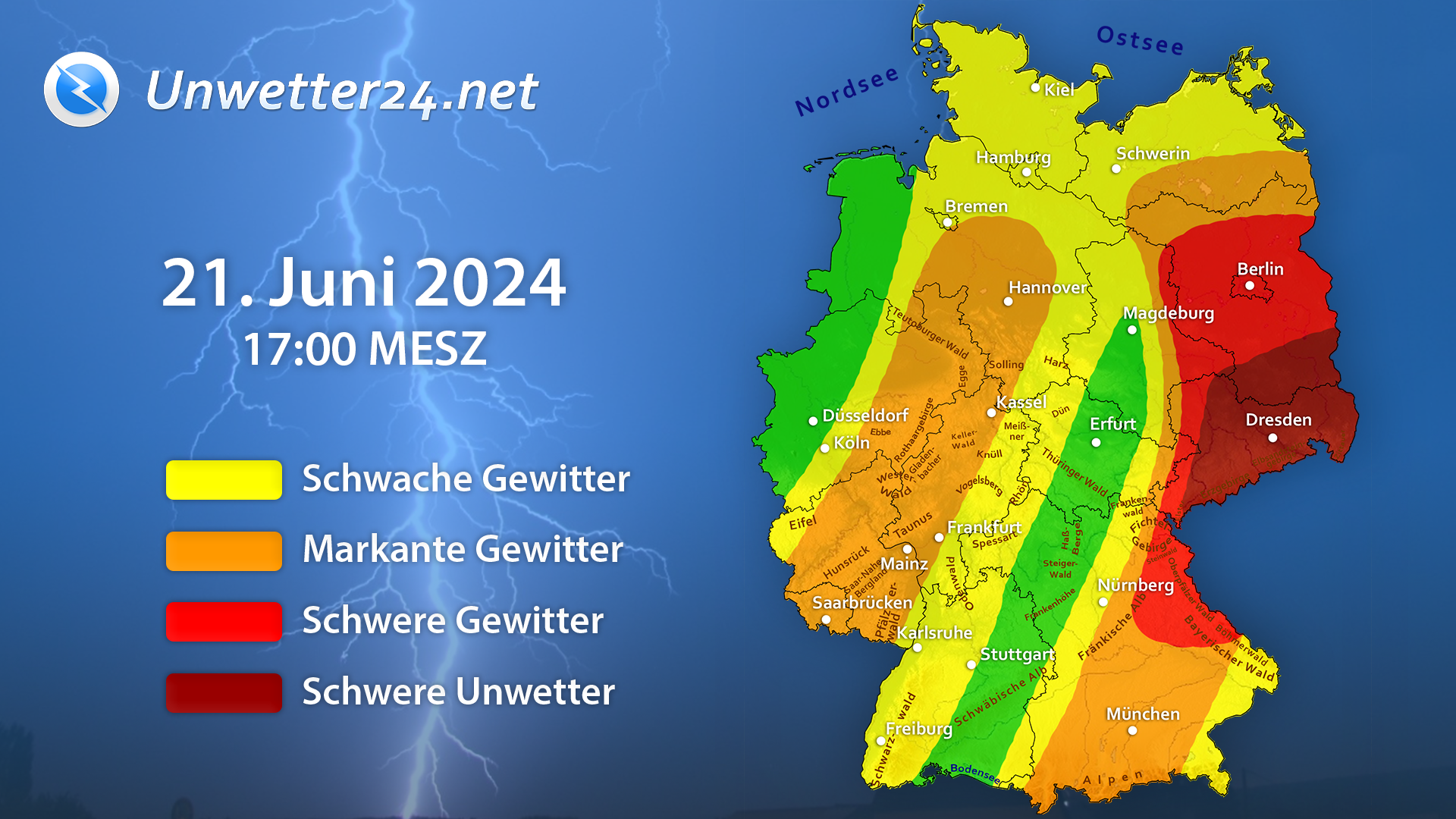 Lokal Gewitter mit Orkanböen – Gewittertief "Xandria" - Unwetter24.net