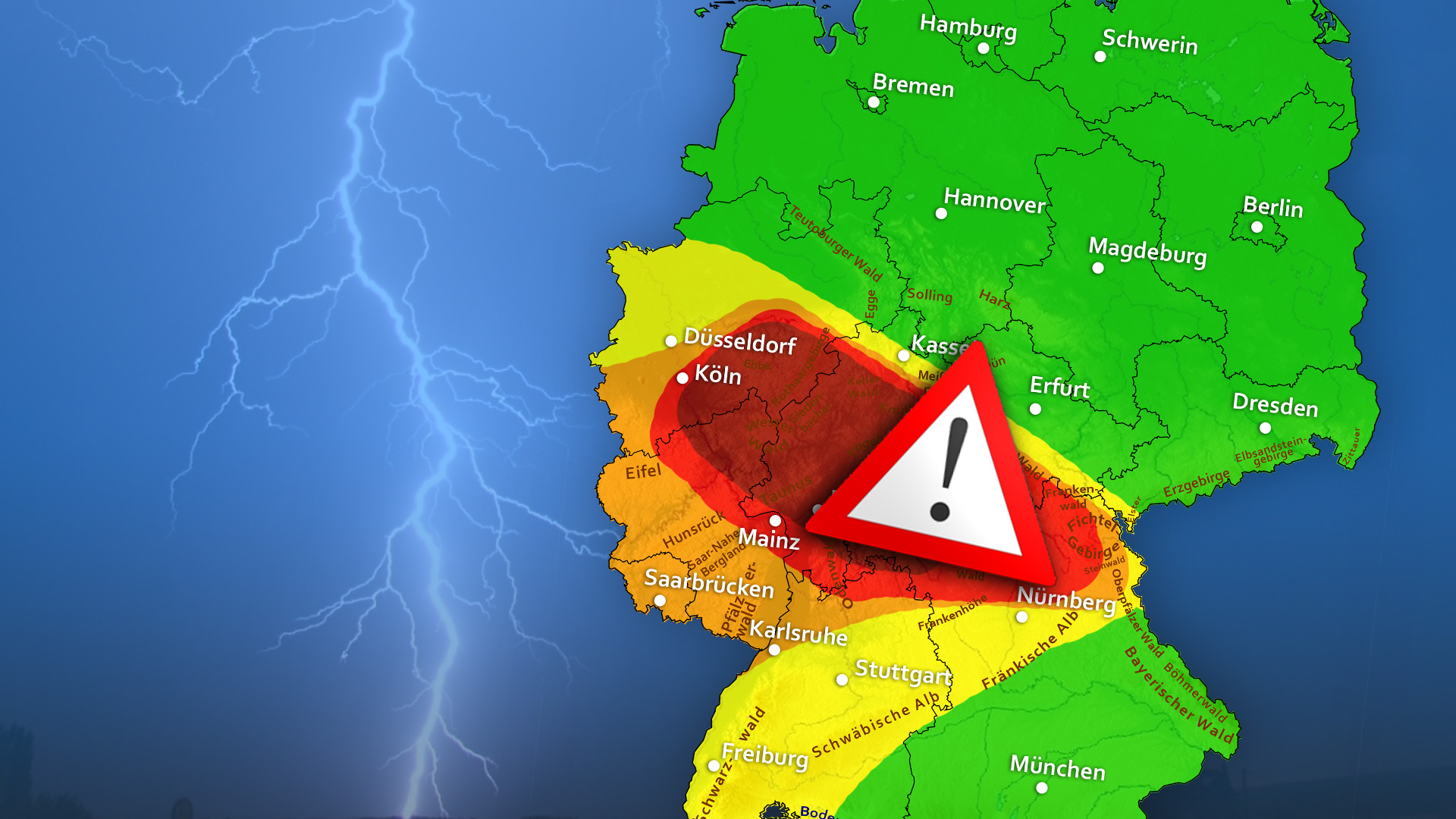 Gewitter mit großem Hagel, extremem Starkregen und Orkanböen - Unwetter24.net