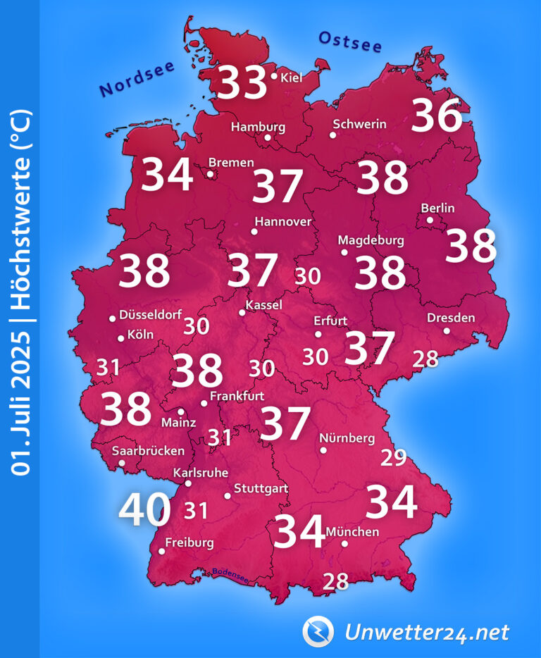 40 Grad: Start der extremen Hitze mit Hoch "Anita" - Unwetter24.net