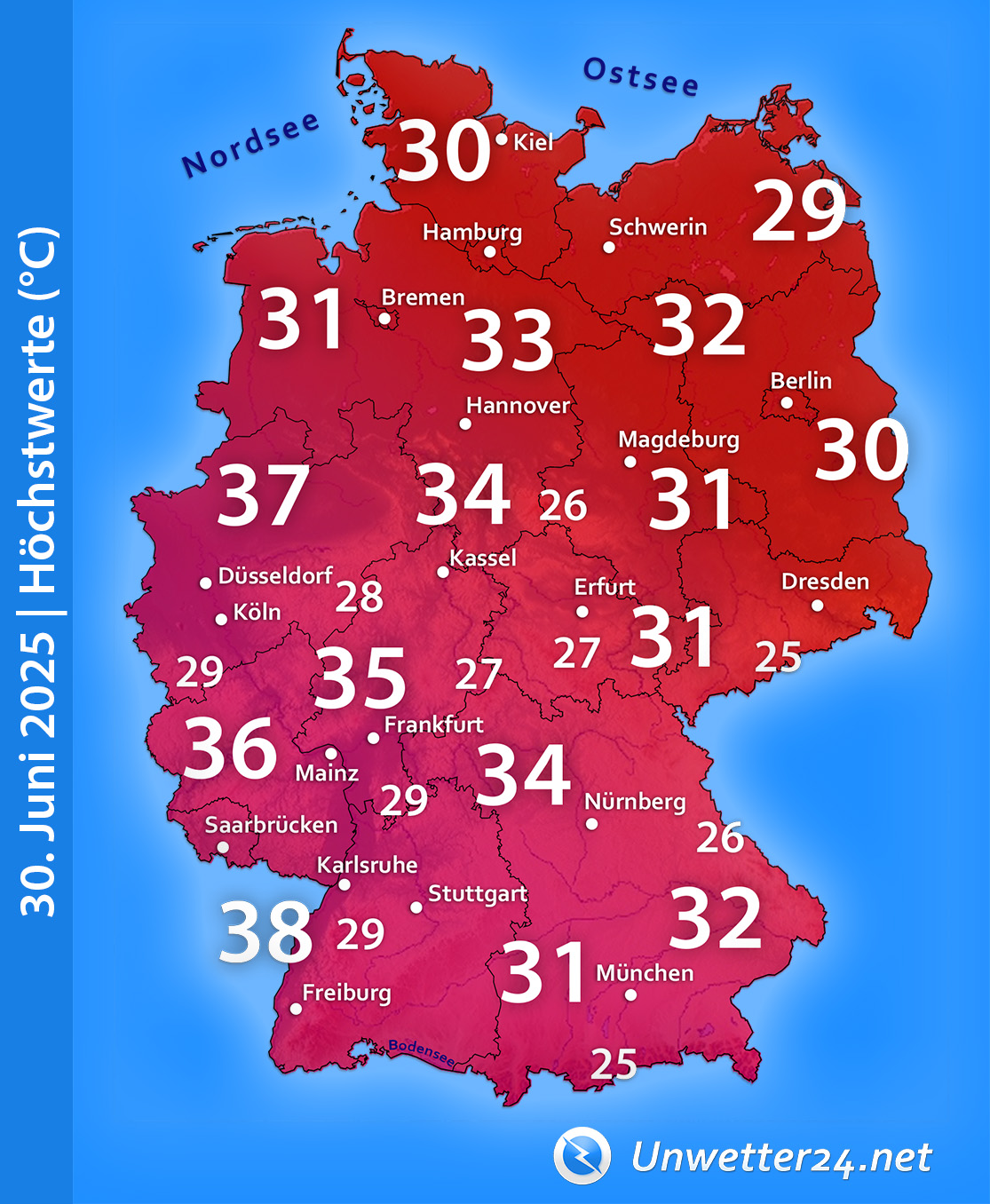 40 Grad: Start der extremen Hitze mit Hoch "Anita" - Unwetter24.net
